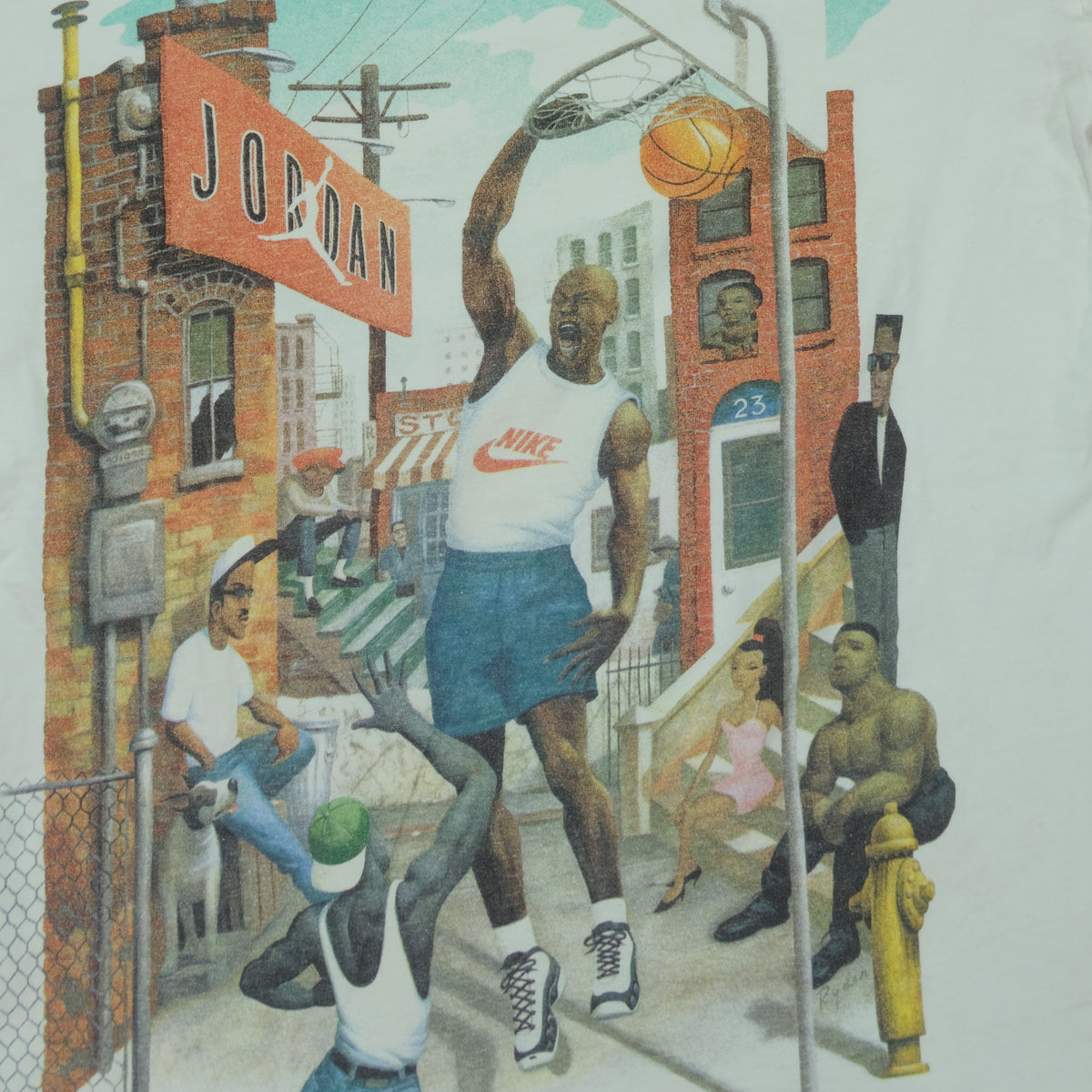 Vintage Nike Michael Jordan Hoop Heroes Phillip Burke Artwork Spell Out ...